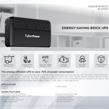 Cyberpower BU800E 800VA UPS Backup Battery with Build-in AVR Similar ...