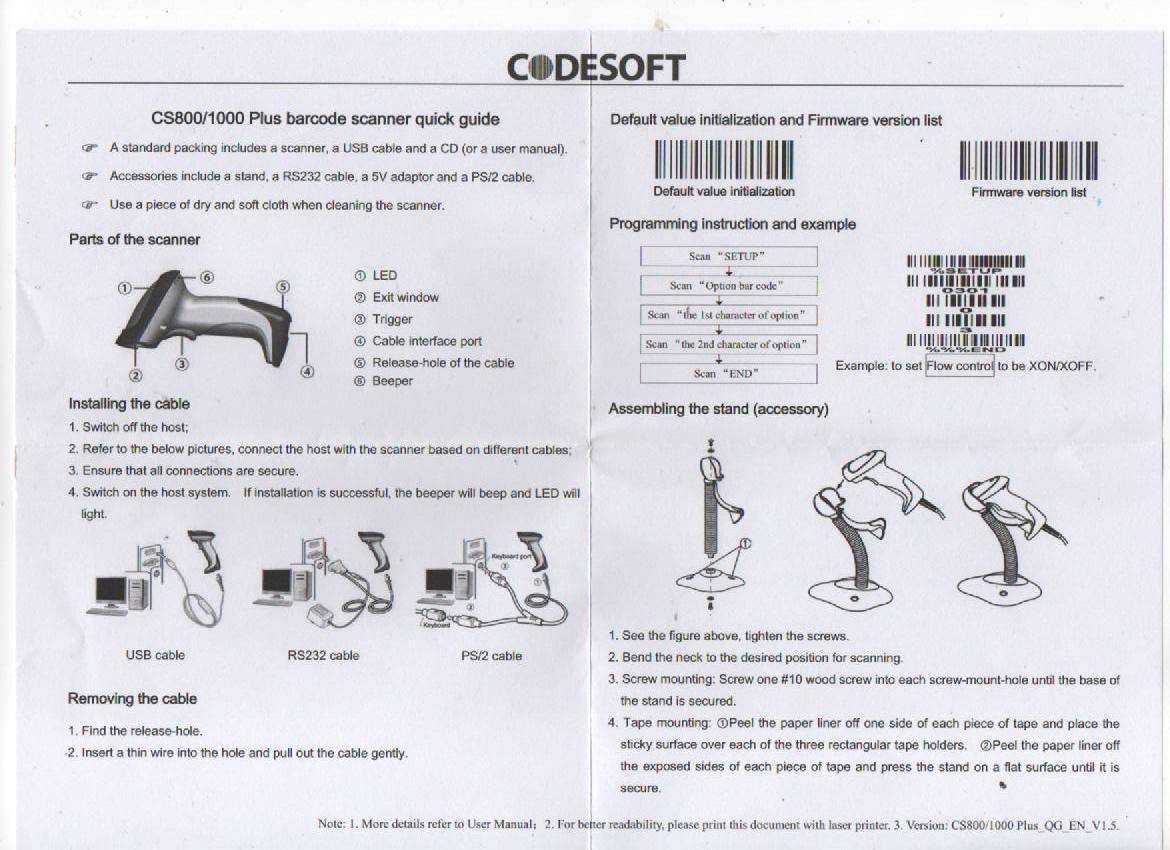 Codesoft CS 1000 Plus Laser Scanner USB Auto Scanning Stand Codesoft CS 1000 Plus Laser Scanner USB Auto Scanning Stand