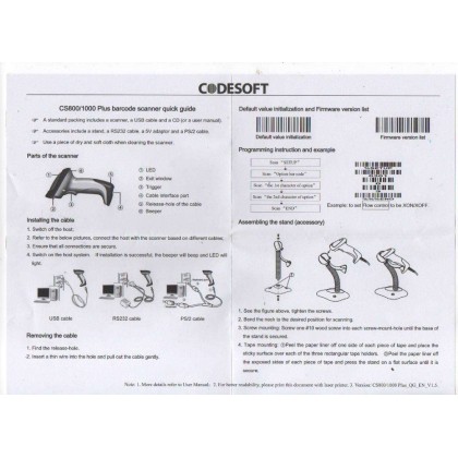 Codesoft CS-1000 Plus Laser Scanner USB&Auto Scanning Stand