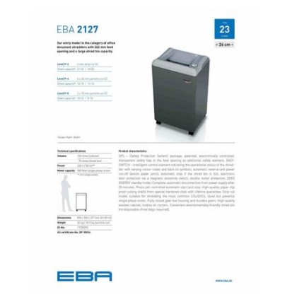 Heavy Duty Large Paper Shredder EBA 2127S 100 Liter *Mesin Perincih Besar