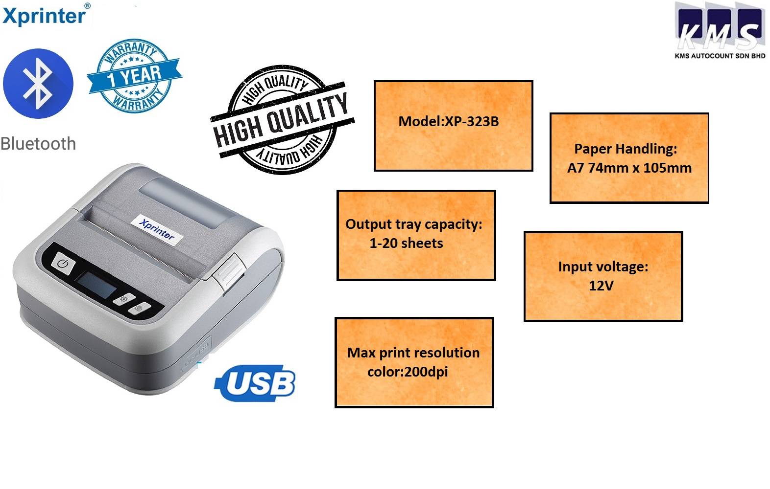 Xprinter XP-323B 20 to 80mm Width Bluetooth Portable Printer Mobile ...