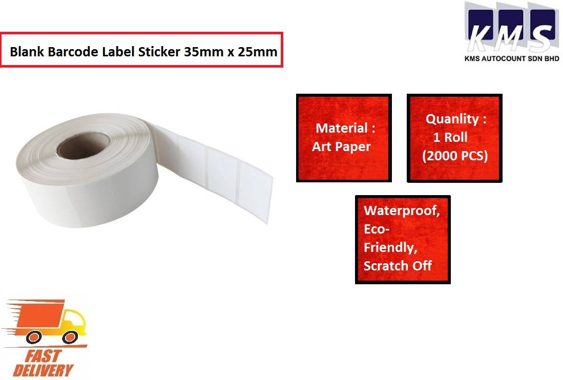 Blank Barcode Label Sticker 35mm x 25mm (2000pcs) (1 Roll)