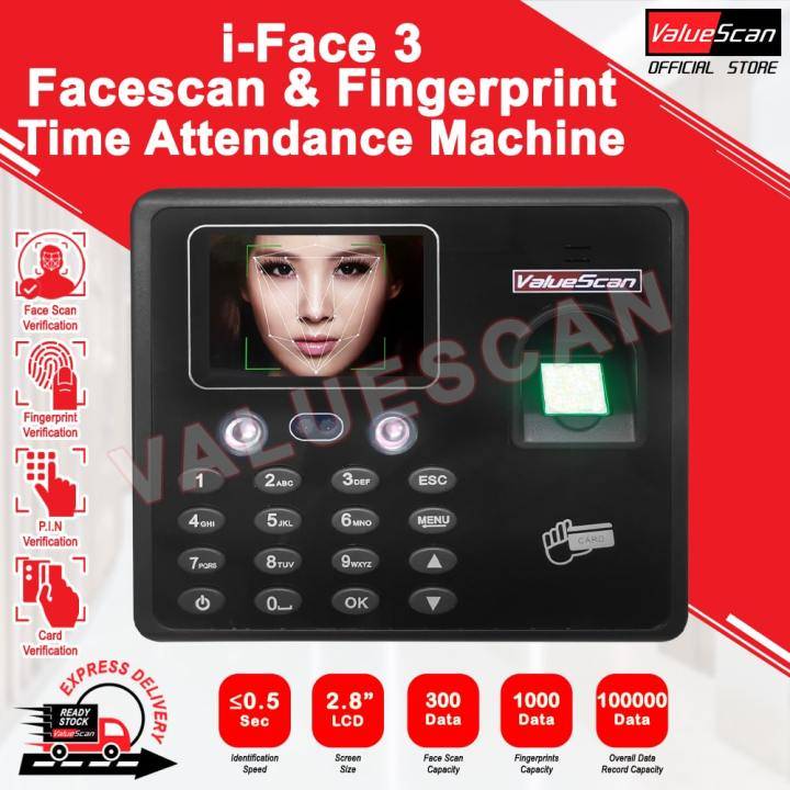 i-Face 3 Face Scan & Fingerprint Time Attendance / Time Recorder System