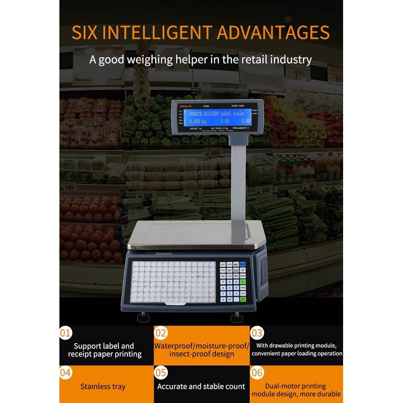 RONGTA RLS1100 30KG BARCODE WEIGHING SCALE WITH 1 YEAR STAMPING
