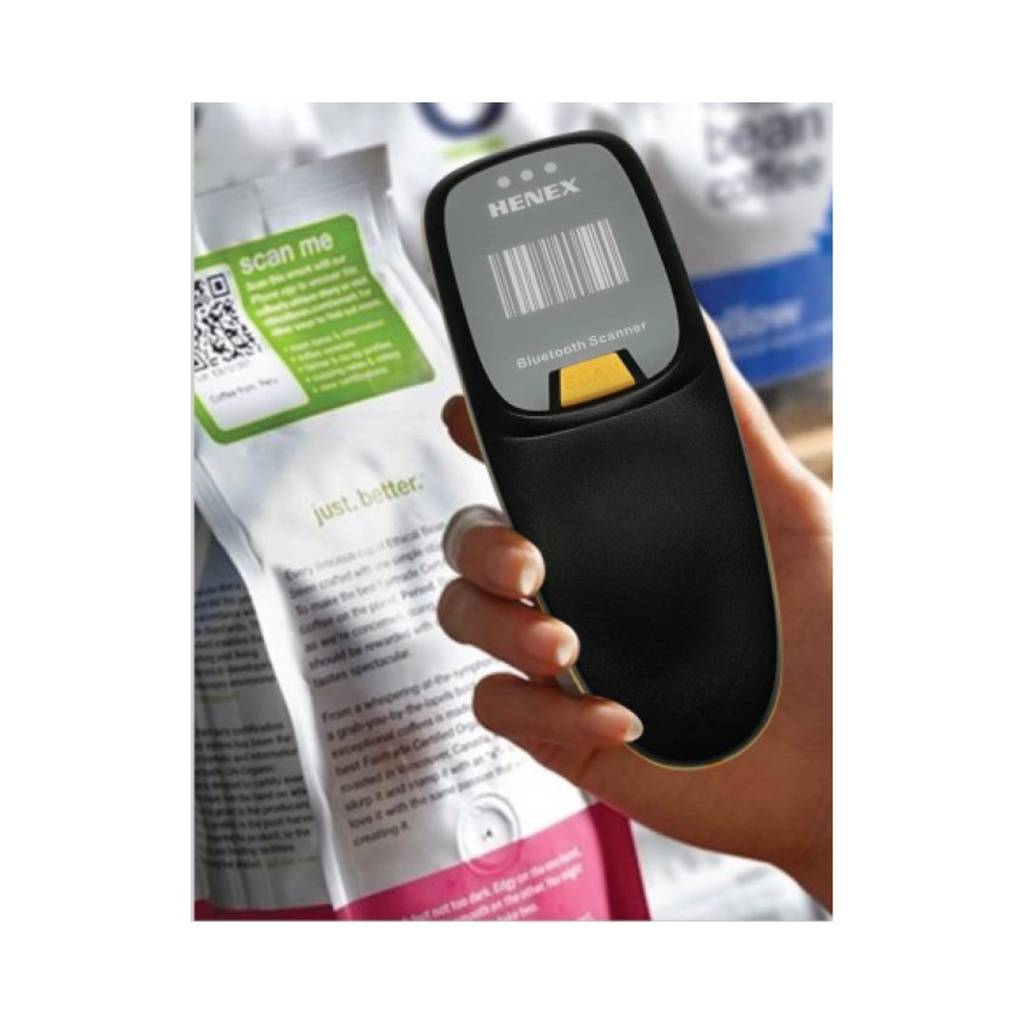Henex 300R USB Wireless Bluetooth Scanner Mini Barcode Scanner 1D 2D QR ...