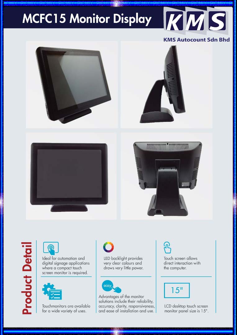 Touch screen monitor MCFC 15 inch with capacity touch (without pole ...