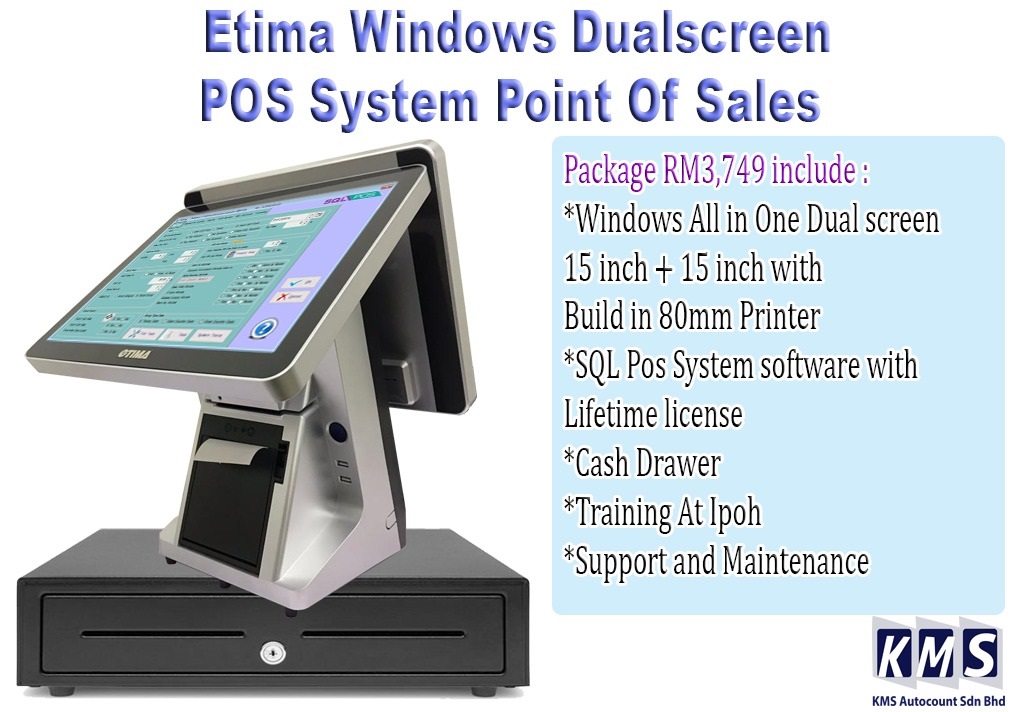 New Etima All in One 15 + 15 inch Point of Sales POS System Package ...
