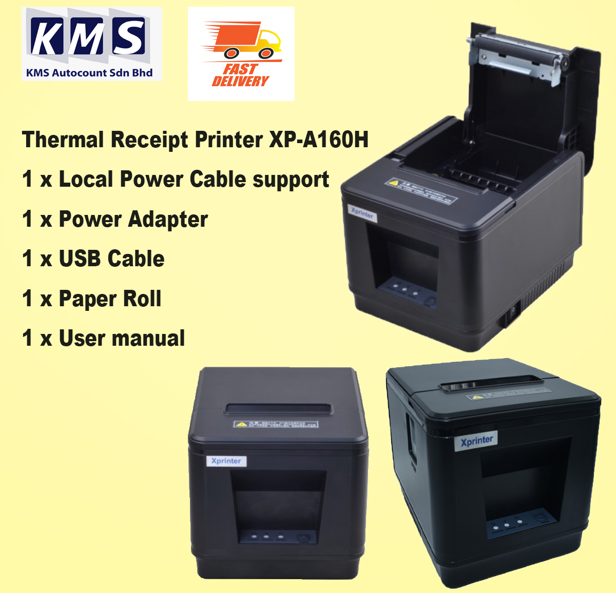 XPrinter XP-A160H POS 80mm Thermal Receipt Printer Free Resit Paper ...