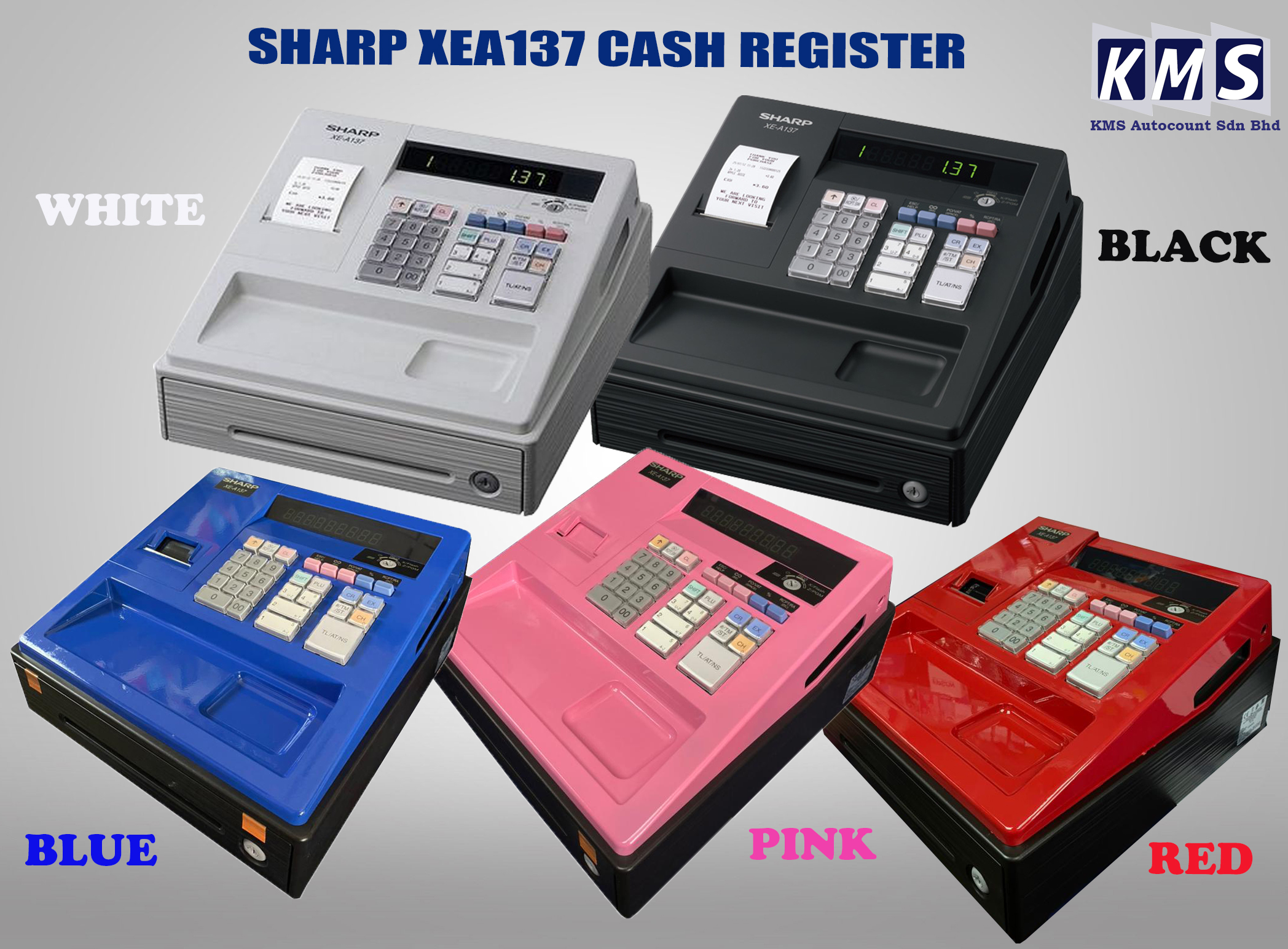 Cash Register Sharp XEA 137 PINK RED WHITE BLACK BLUE Cash Register Sharp XEA 137 PINK RED WHITE BLACK BLUE