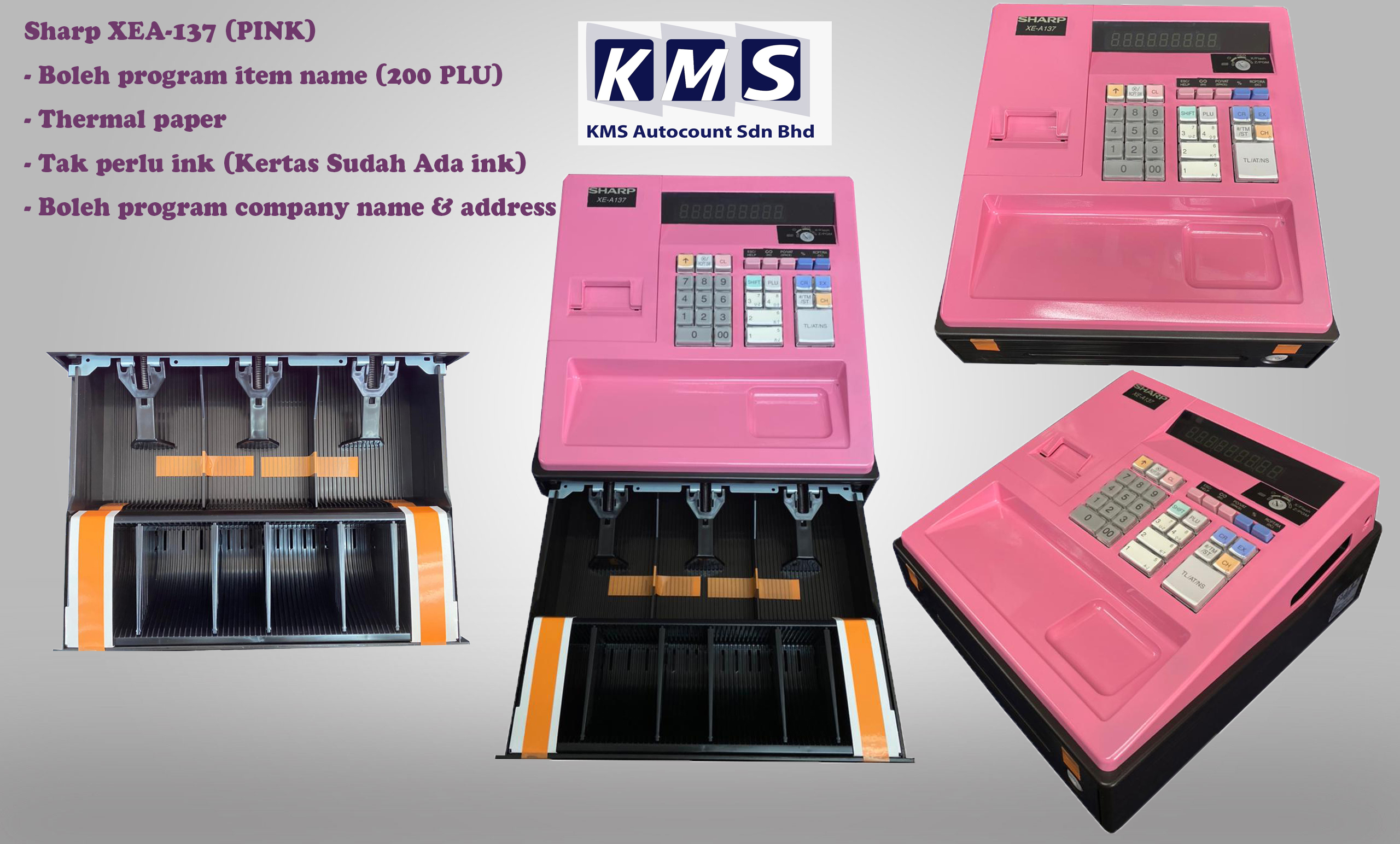 Cash Register Machine Sharp XEA137 PINK cash-register-machine-sharp-xea137-pink