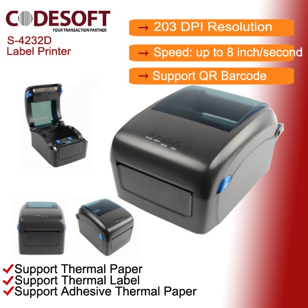 CODESOFT Direct Thermal Label Printer S-4232D 203 DPI GPRINTER