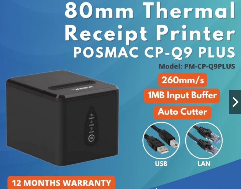 POSMAC CP-Q9 PLUS 80mm Auto Cutter POS Thermal Receipt Printer 1MB ...